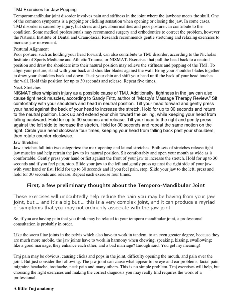 TMJ Exercises for Jaw Popping | Medicine | Clinical Medicine