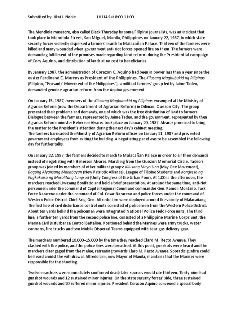The Mendiola Massacre | Philippines | Government