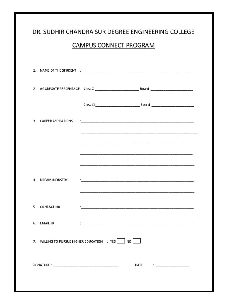 Form For Campus Connect Program | PDF