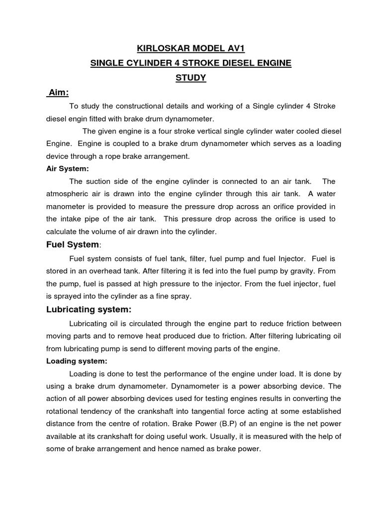 Load Test On Single Cylinder 4s Diesel Engine | PDF | Diesel Engine ...