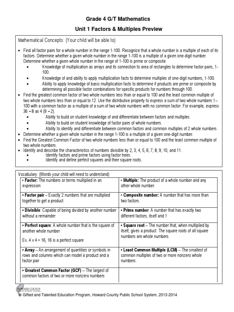 Parent Preview Pre-Requisite Unit | PDF | Natural Number | Prime Number