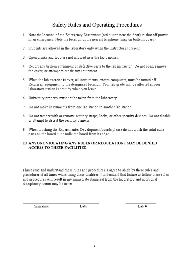Safety Rules and Operating Procedures | PDF | Electrical Equipment ...