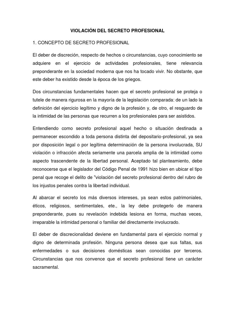 Violación Del Secreto Profesional | Delito | Derecho penal