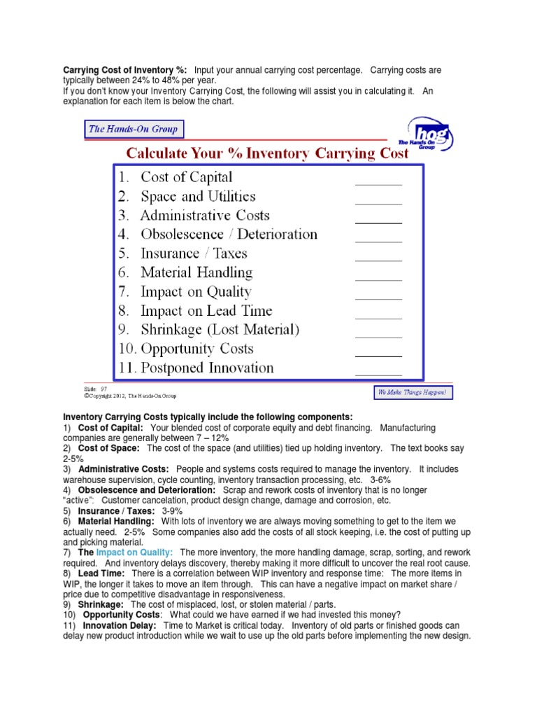 Calculate Inventory Carrying Costs | PDF | Inventory | Cost