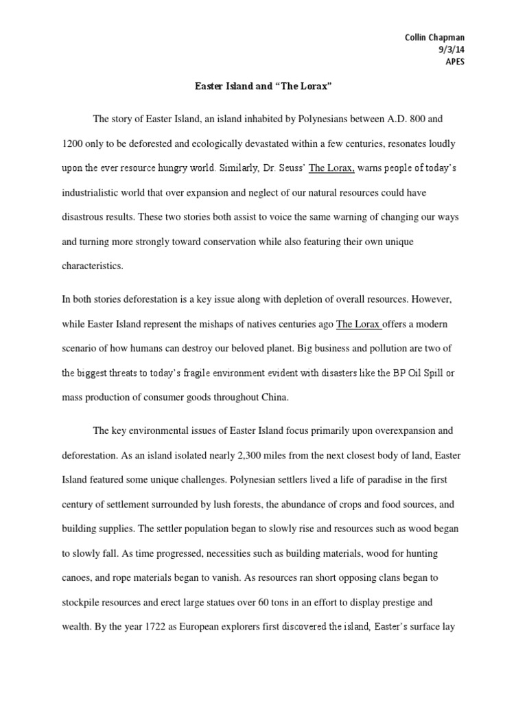 Easter Island and The Lorax | PDF | Deforestation | Natural Environment