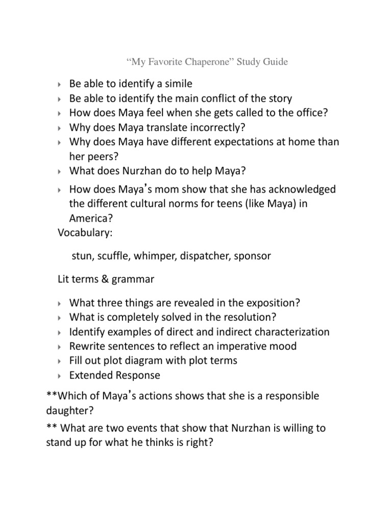 My Favorite Chaperone Study Guide Adv | PDF | Self-Improvement