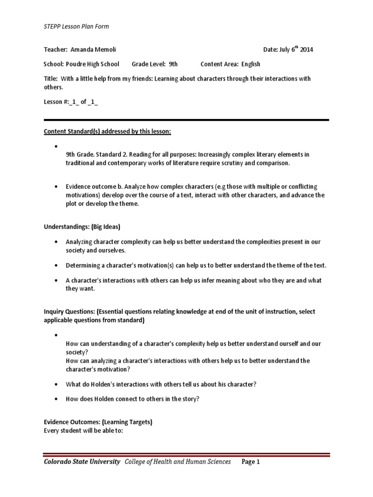 Stepp Lesson Plan | PDF | Lesson Plan | Motivation