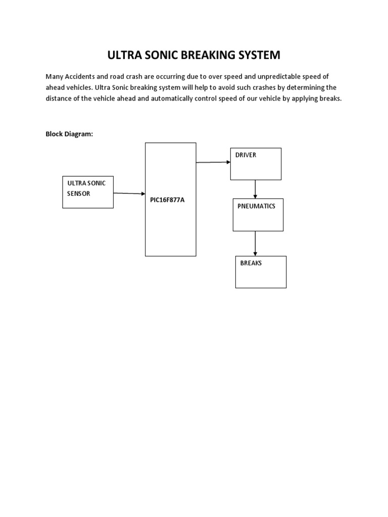 Ultra Sonic Breaking System: Block Diagram | PDF