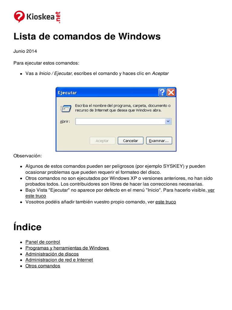 Lista de Comandos de Windows 2098 Mh33eo | Microsoft Windows | Windows XP