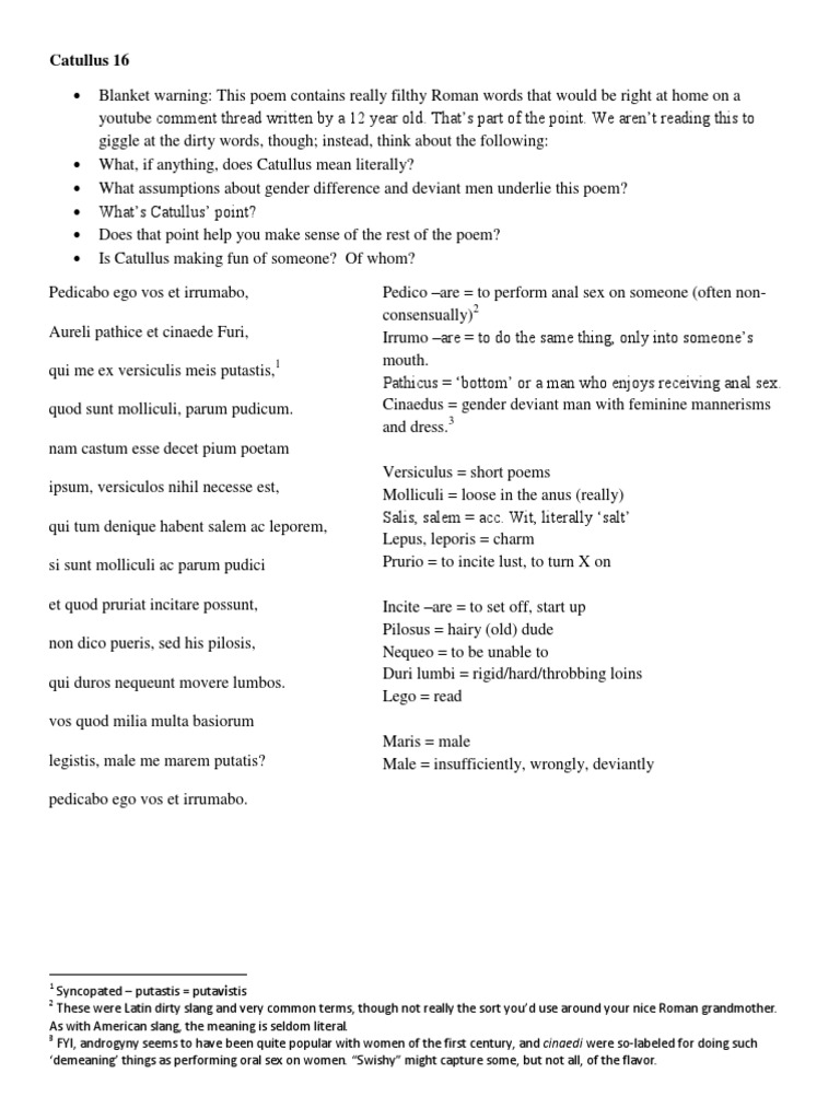 Analysis of Catullus 16 Poem | PDF | General Fiction
