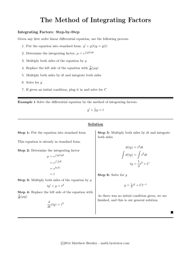 Integrating Factors | PDF | Equations | Variable (Mathematics)
