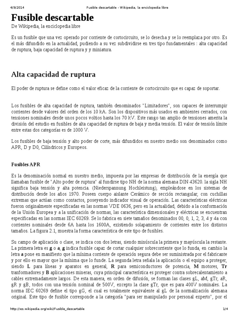 Fusible Descartable - Wikipedia, La Enciclopedia Libre | PDF | Fusible ...