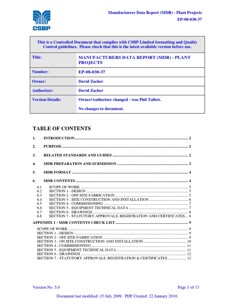 MDR Manufacturers Data Report Info | Nondestructive Testing | Welding