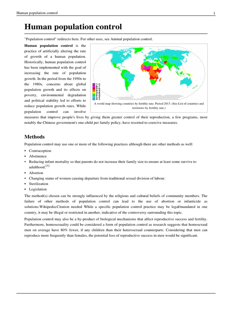 Human Population Control | PDF | Population | Family Planning