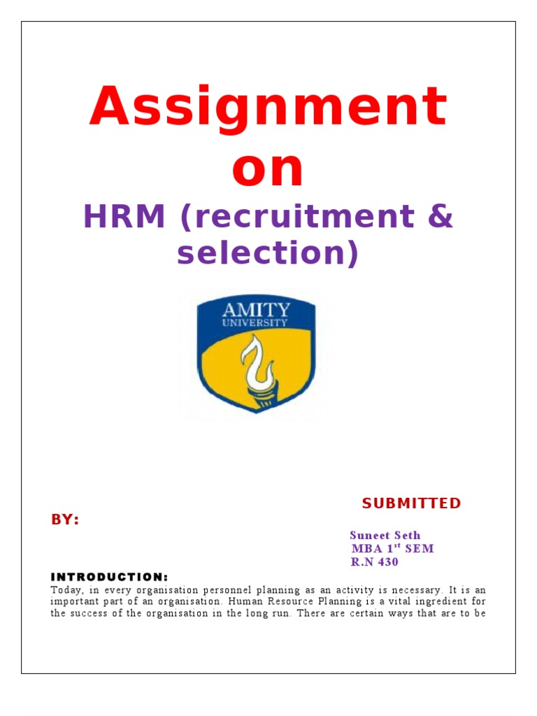 Recruitment & Selection N Seletion Process of INFOSYS | PDF ...