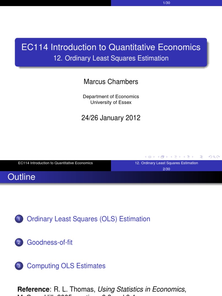Ordinary Least Square Estimation Pdf Ordinary Least Squares Errors And Residuals