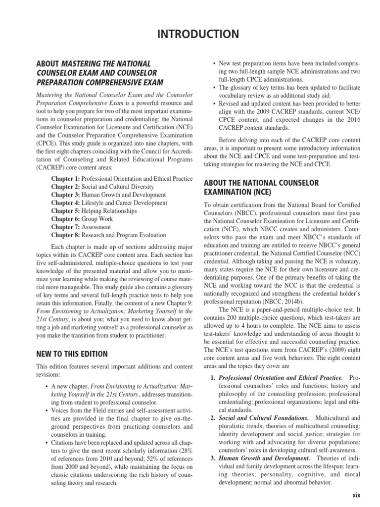 Mastering The NCE & CPCE | PDF | School Counselor | Health Insurance ...