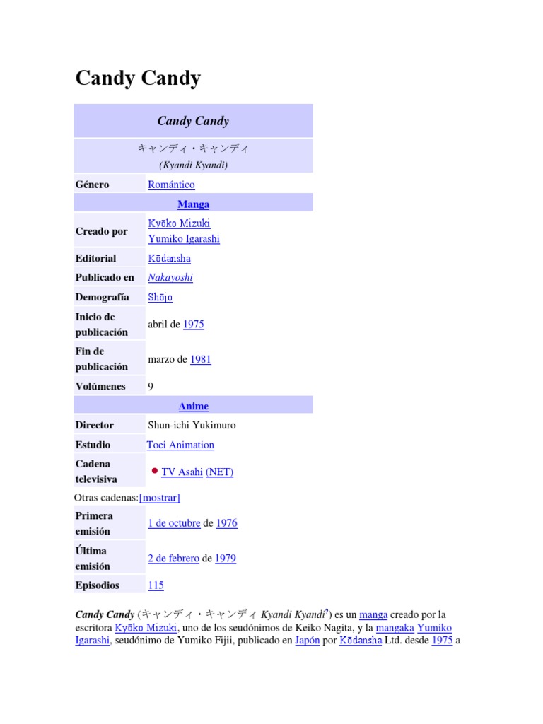 Candy Candy | PDF | Animación | Entretenimiento (general)