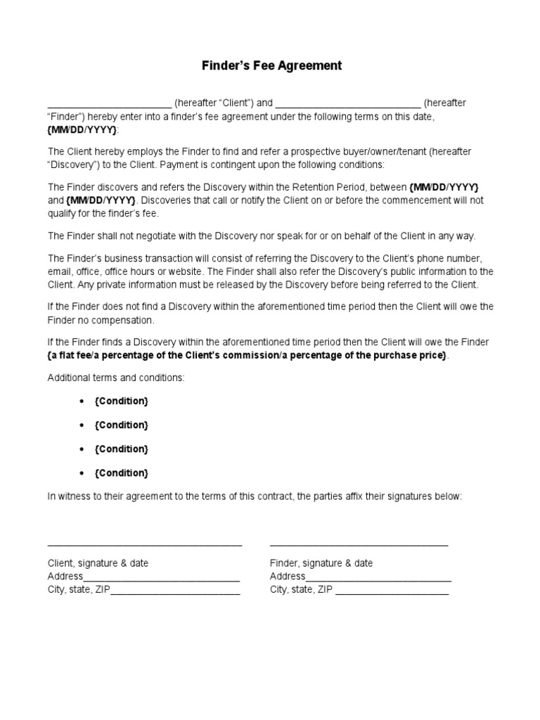 Finders Fee Agreement | PDF