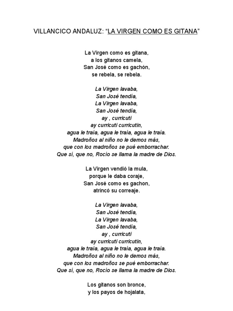 VILLANCICO ANDALUZ - La Virgen Como Es Gitana | PDF