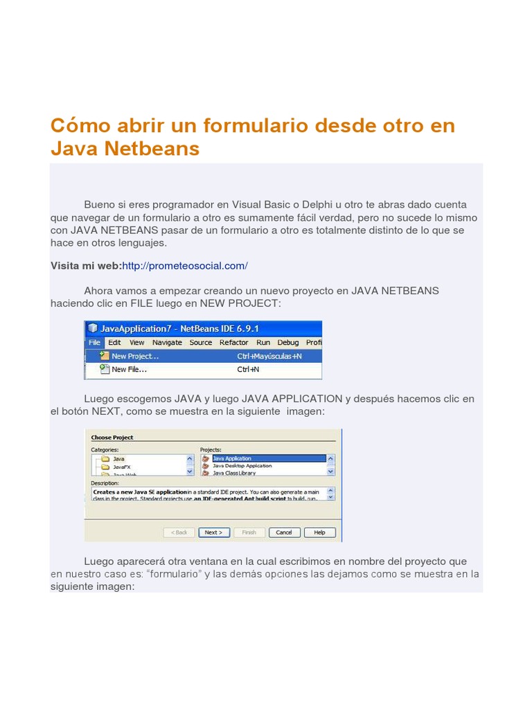 Cómo Abrir Un Formulario Desde Otro en Java Netbeans | PDF | Java ...