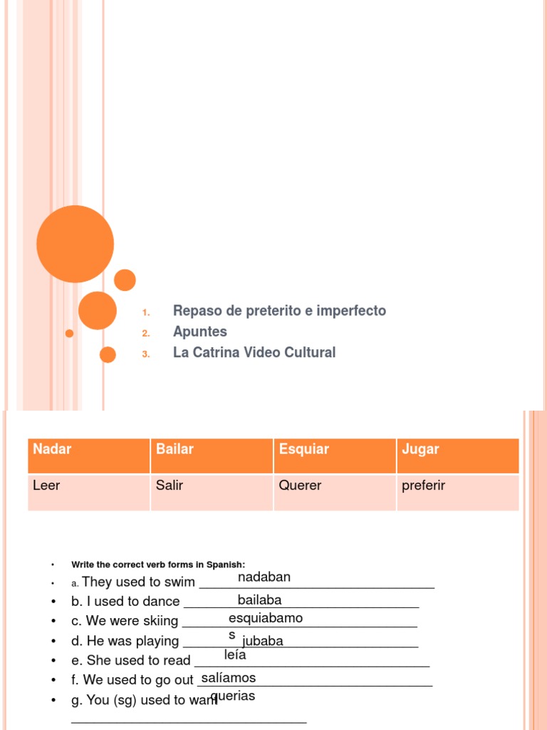 Preterito y Imperfecto 9-5 Homework Slides | PDF | Grammar | Style ...