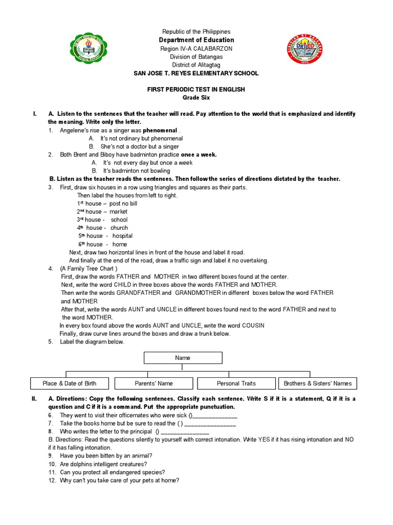 Grade 6 English Periodic Test Guide | PDF