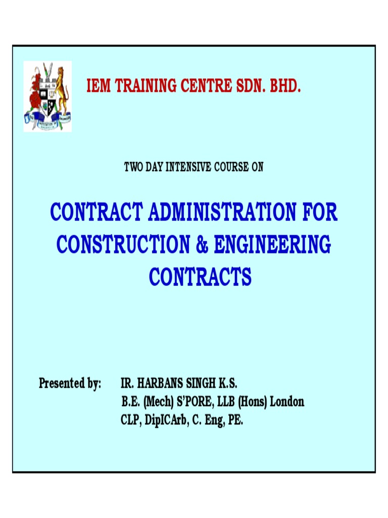 Contract Administration For Construction & Engineering Contracts - 1 ...
