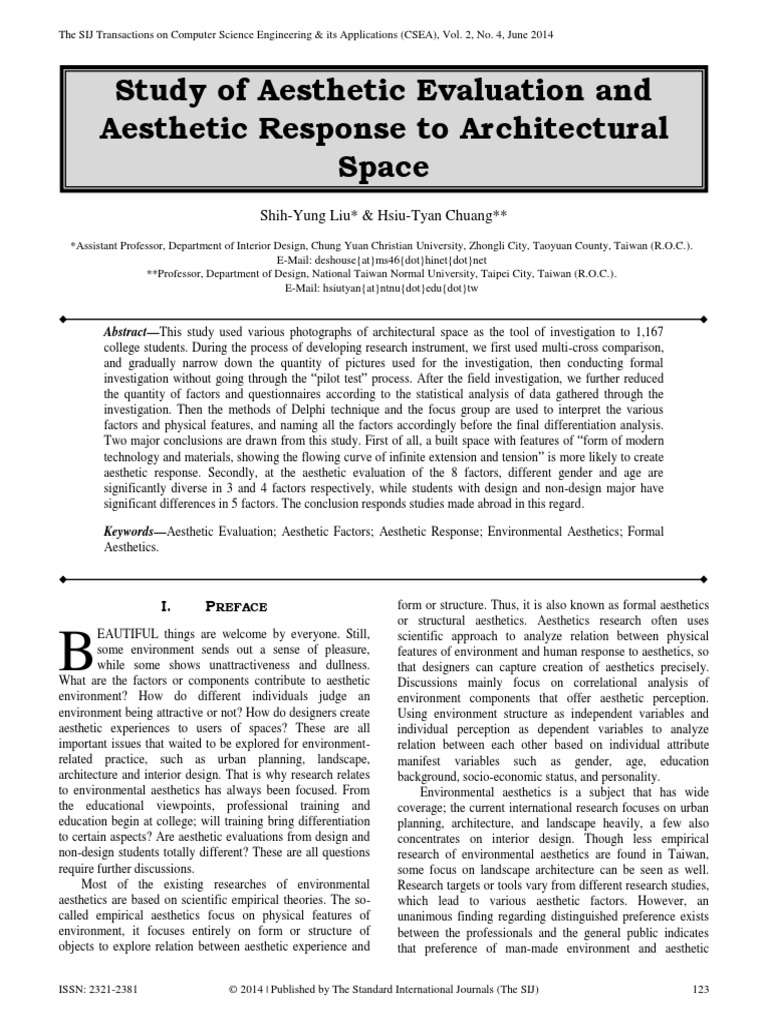 Study of Aesthetic Evaluation and Aesthetic Response To Architectural ...