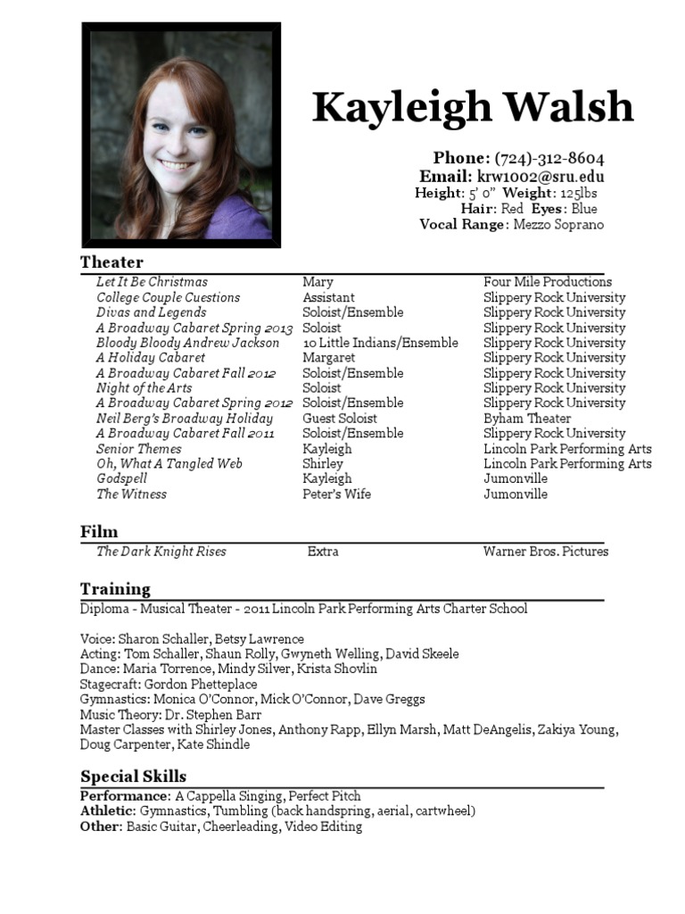 Kayleigh Walsh Theatre Resume | PDF