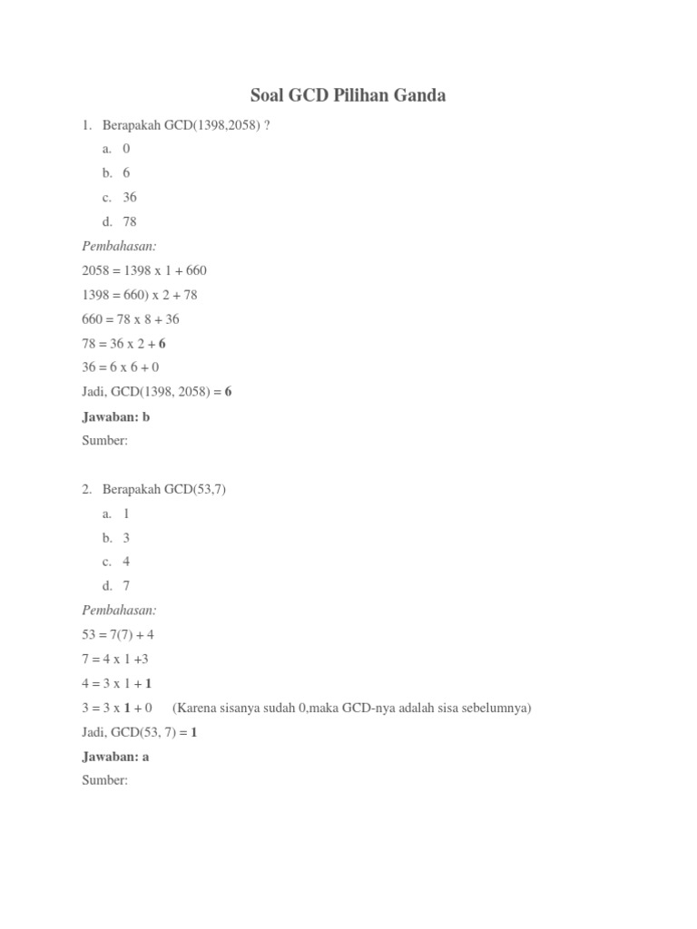 Soal Algoritma Euclid | PDF