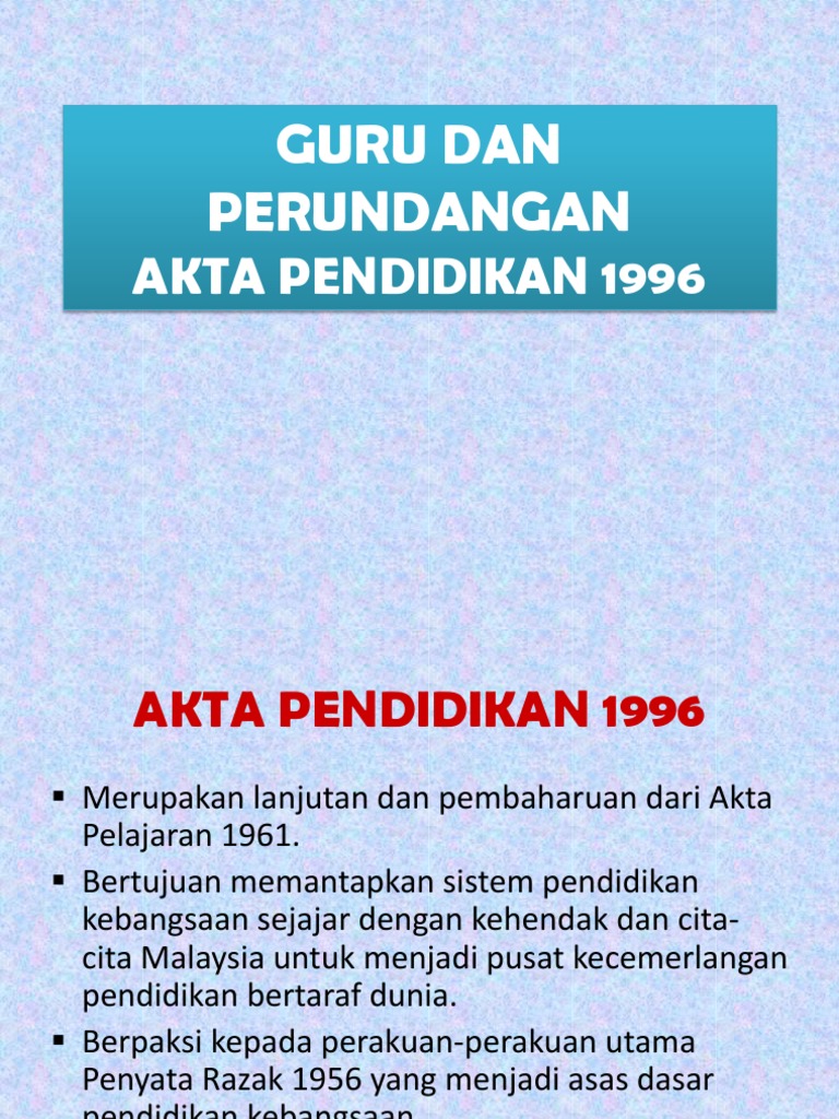Akta Pendidikan 1996 | PDF