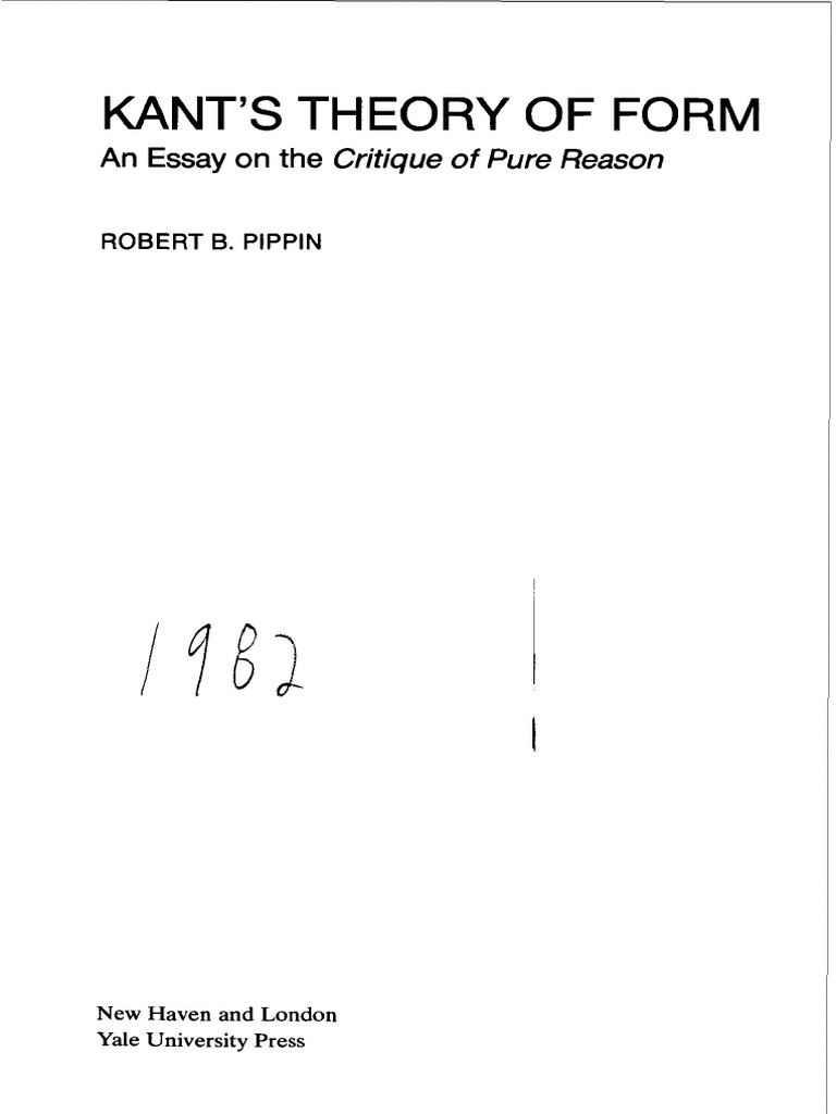 (Robert P. Pippin) Kant's Theory of Form | PDF | Critique Of Pure ...
