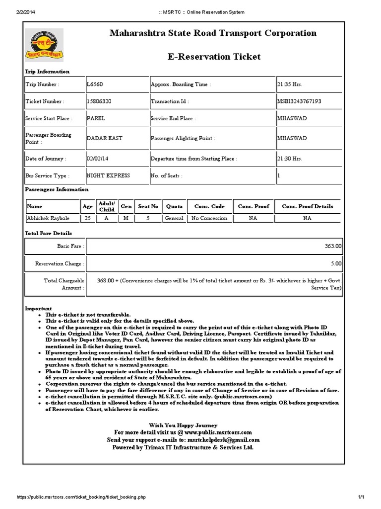 __ MSRTC __ Online Reservation System | Public Transport | Land Transport