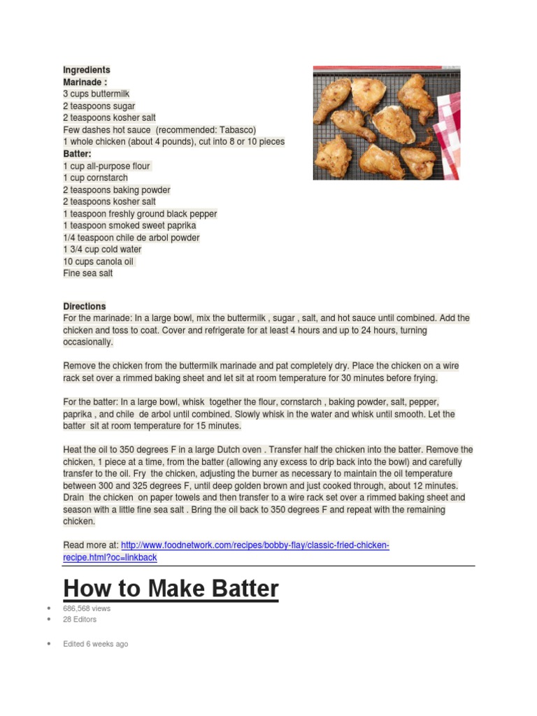Fried Chicken Recipes | PDF | Batter (Cooking) | Baking