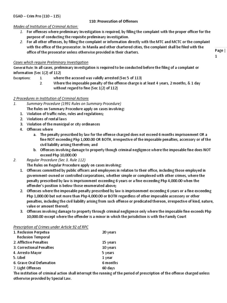 Criminal Procedure Rule 110 To 115 | PDF | Bail | Arrest