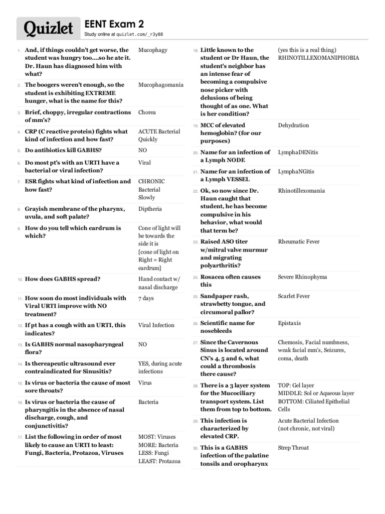 EENT Exam 2 | PDF | Streptococcus | Respiratory Diseases