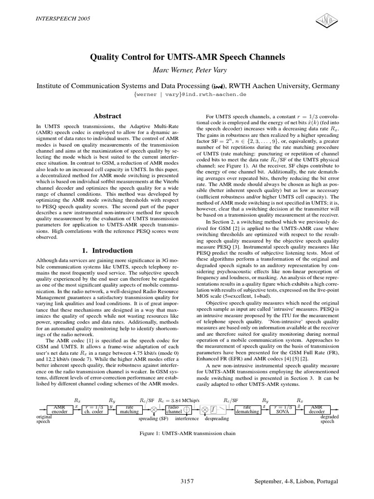 Quality Control For UMTS-AMR Speech Channels | PDF | Bit Rate ...
