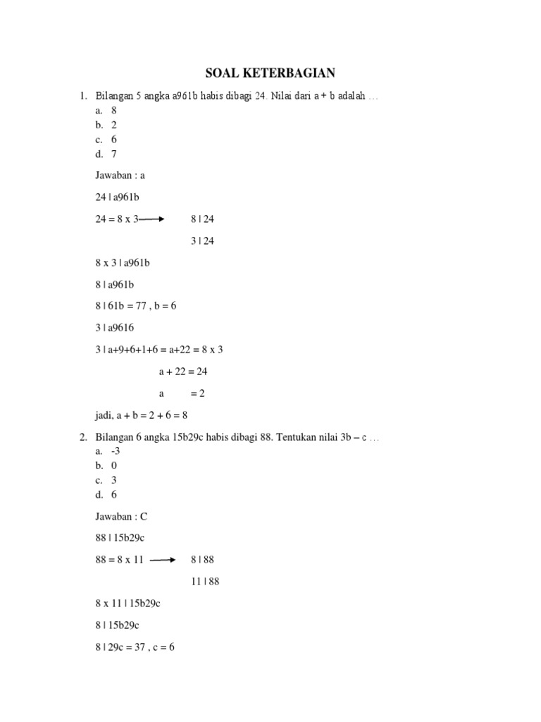 Soal Keterbagian | PDF