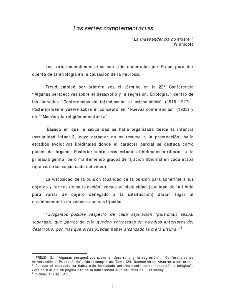 Las Series Complementarias PDF | PDF | Libido | Psicoanálisis