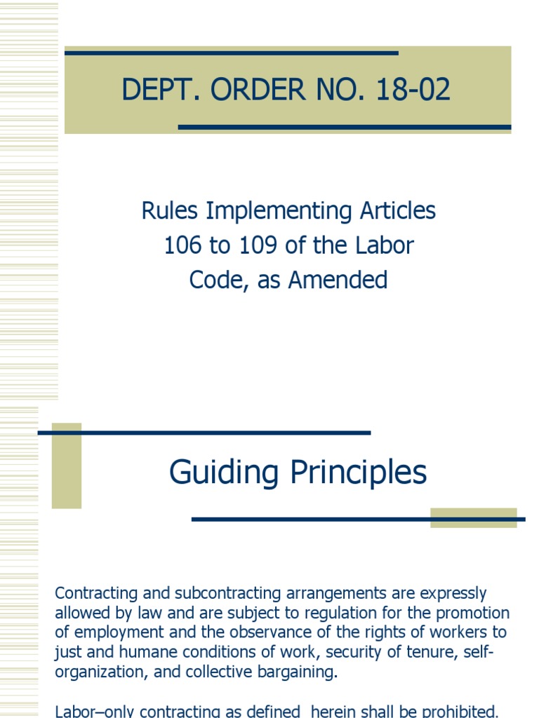 DEPT. ORDER NO. 18-02: Rules Implementing Articles 106 To 109 of The ...