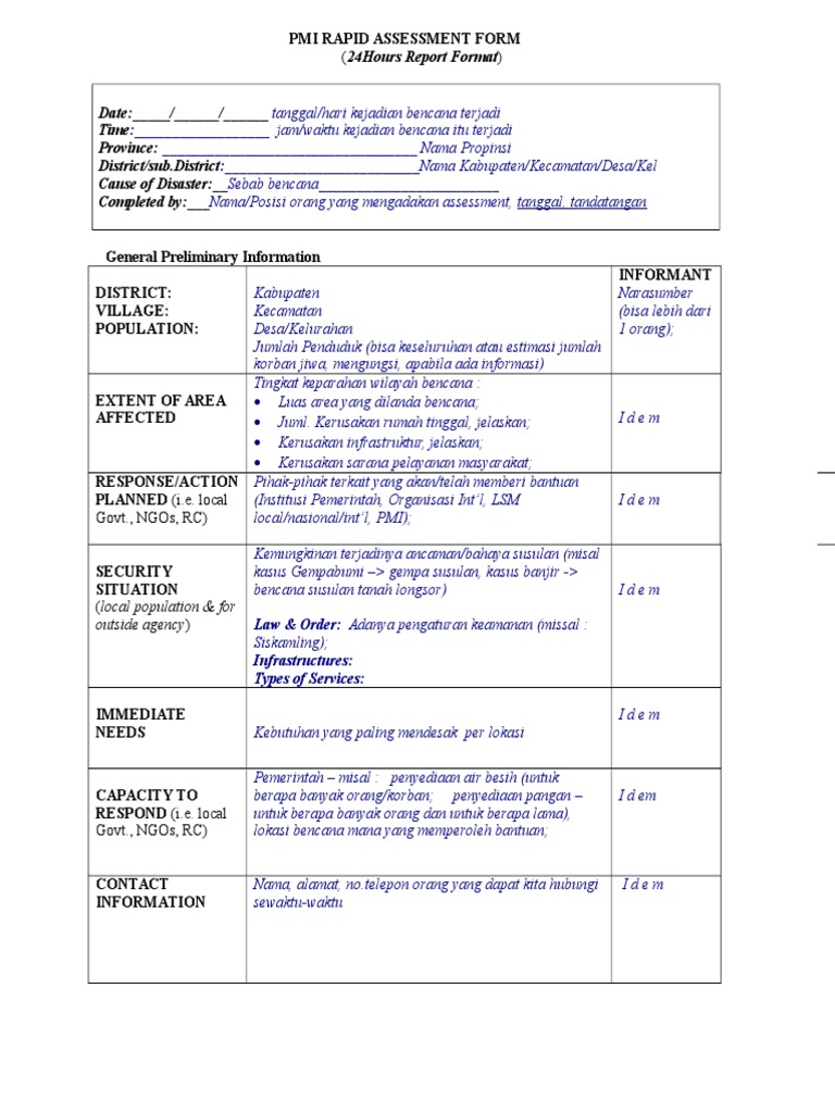 Pmi Rapid Assessment Form | PDF