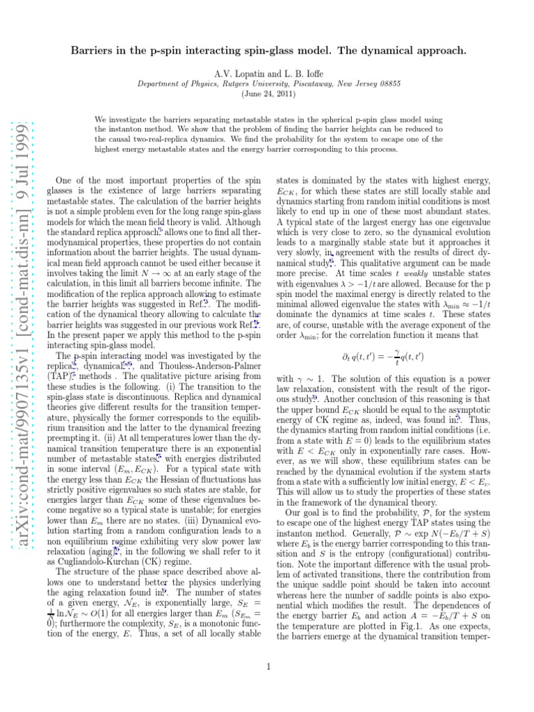 Barriers in The P-Spin Interacting Spin-Glass Model. The Dynamical ...