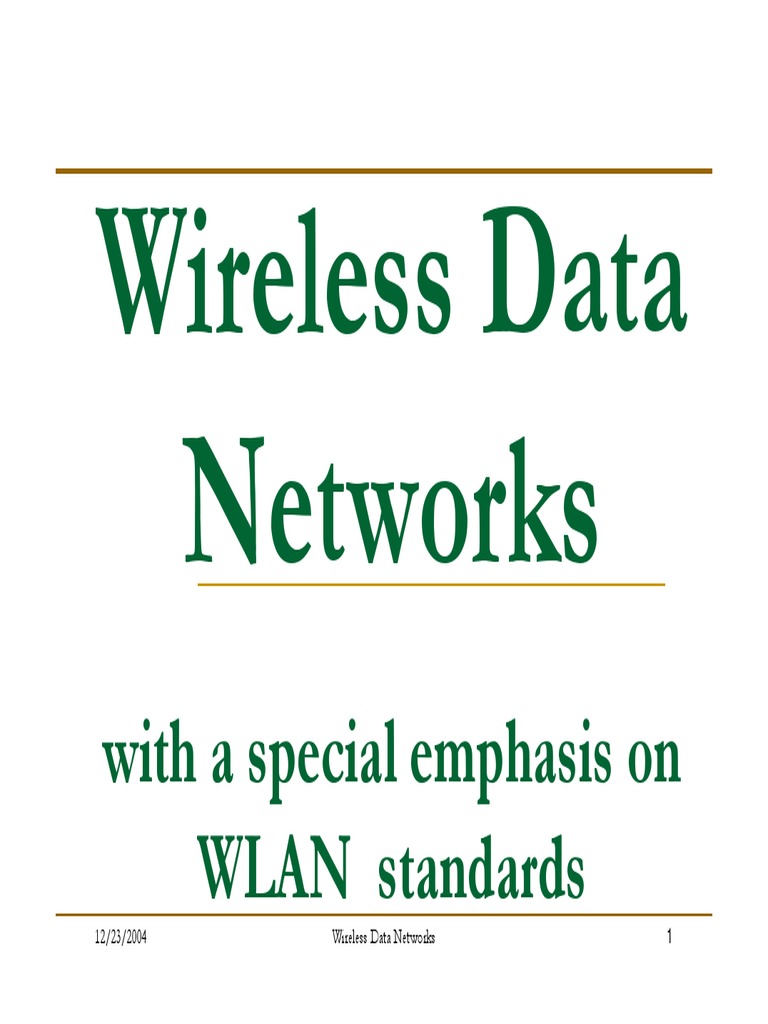 4 Wireless Data Networks | PDF | Ieee 802.11 | Wireless Lan