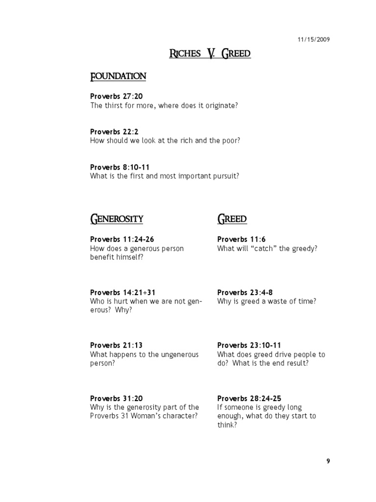 Money - Proverbs Study (Section Two) | Download Free PDF | Proverb ...