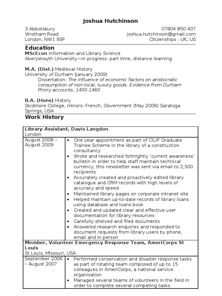CV - Joshua Hutchinson | Download Free PDF | Libraries | Software