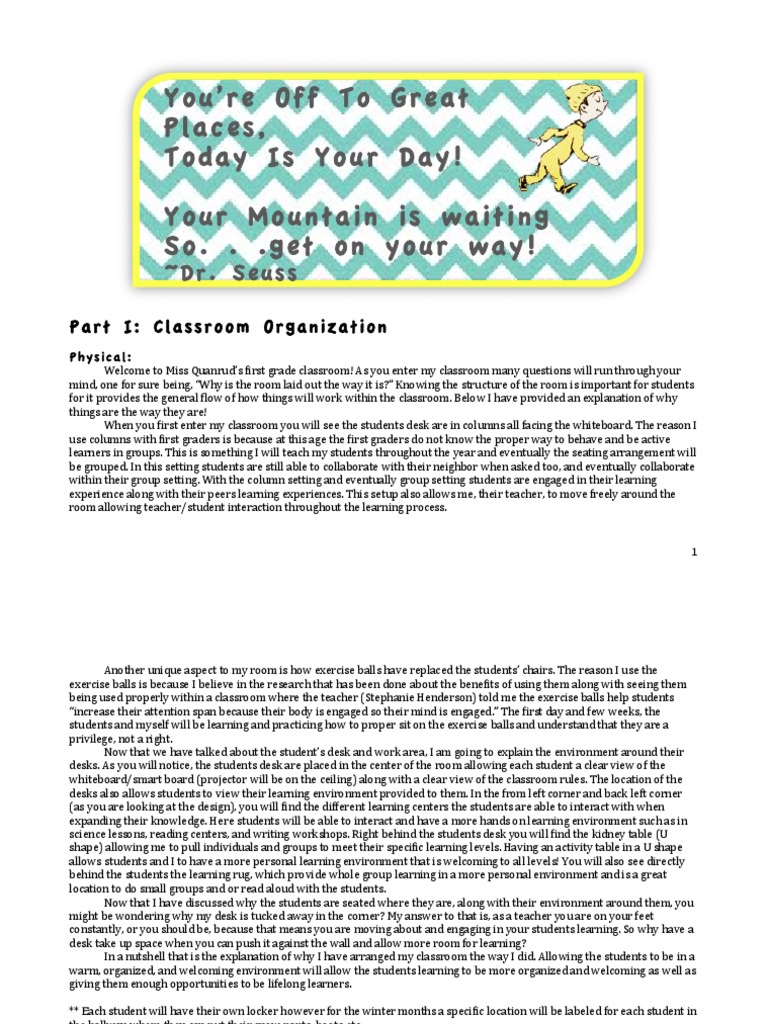 First Grade Classroom Organization Guide | PDF | Classroom | Teaching