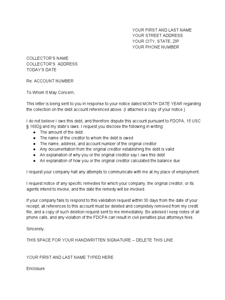 Debt Dispute Letter | PDF