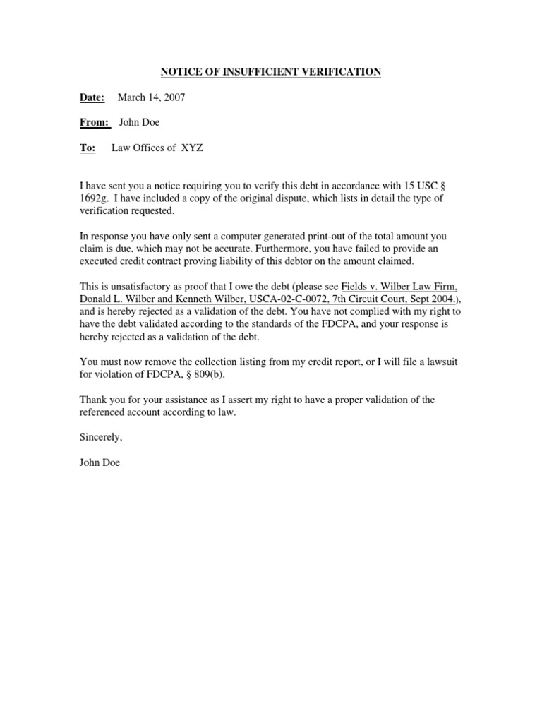 Notice of Insufficient Validation | PDF