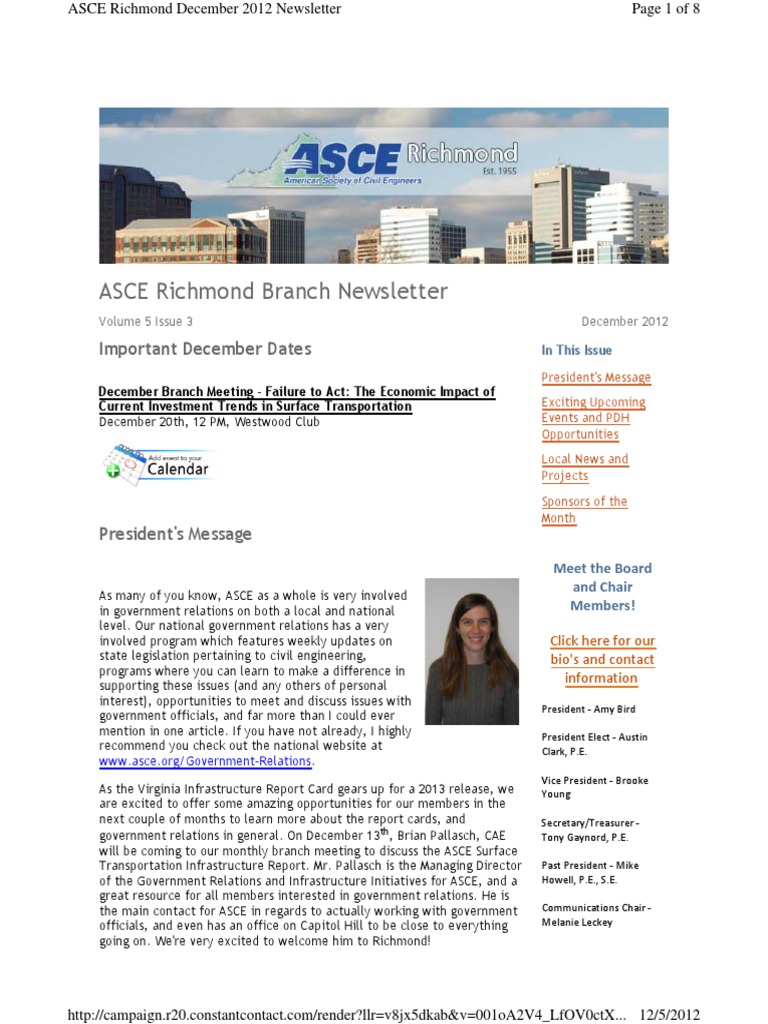 2012 December - ASCE Richmond Newsletter | PDF | Science | Engineering